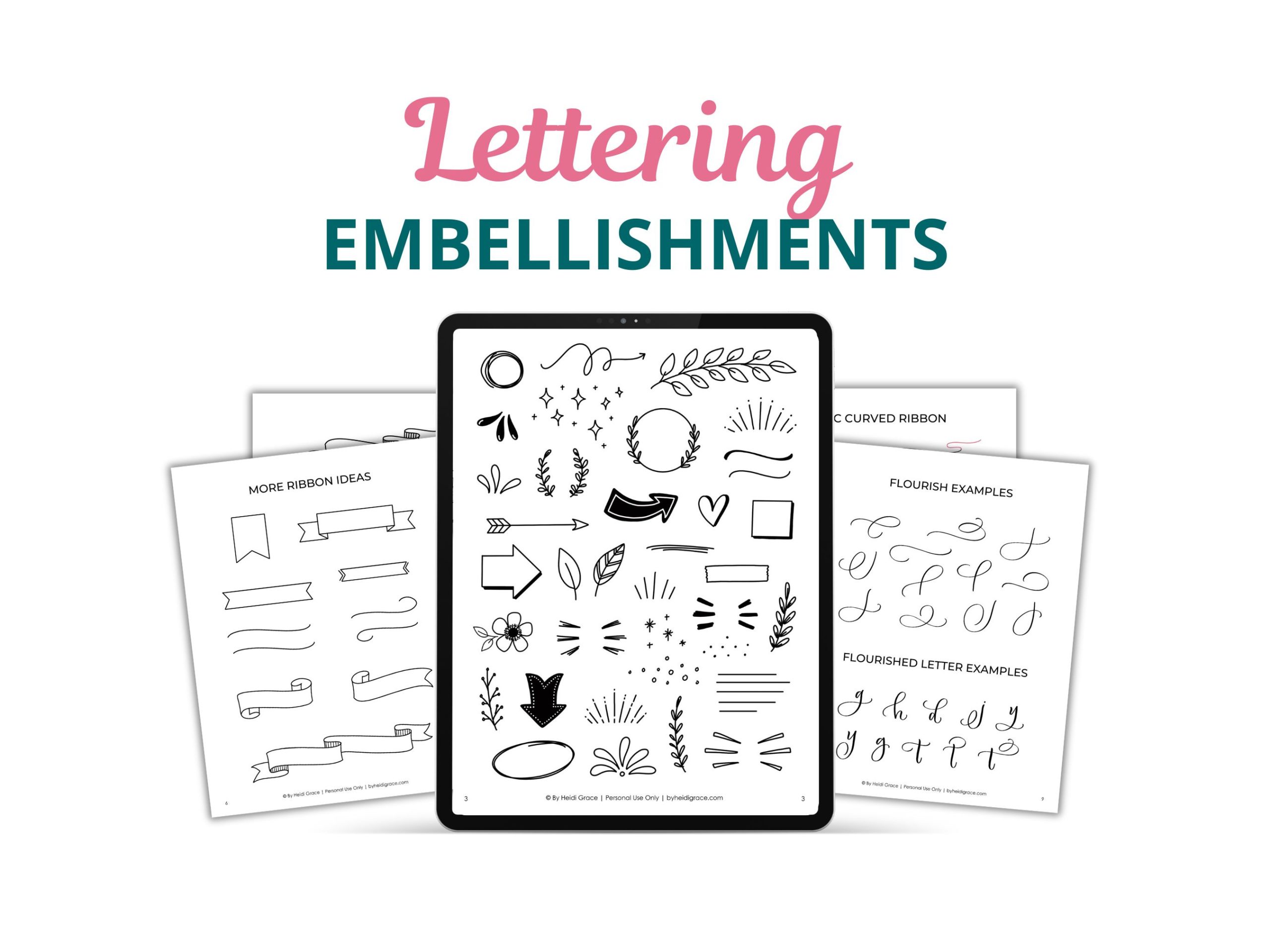 Lettering Embellishment Worksheets – By Heidi Grace